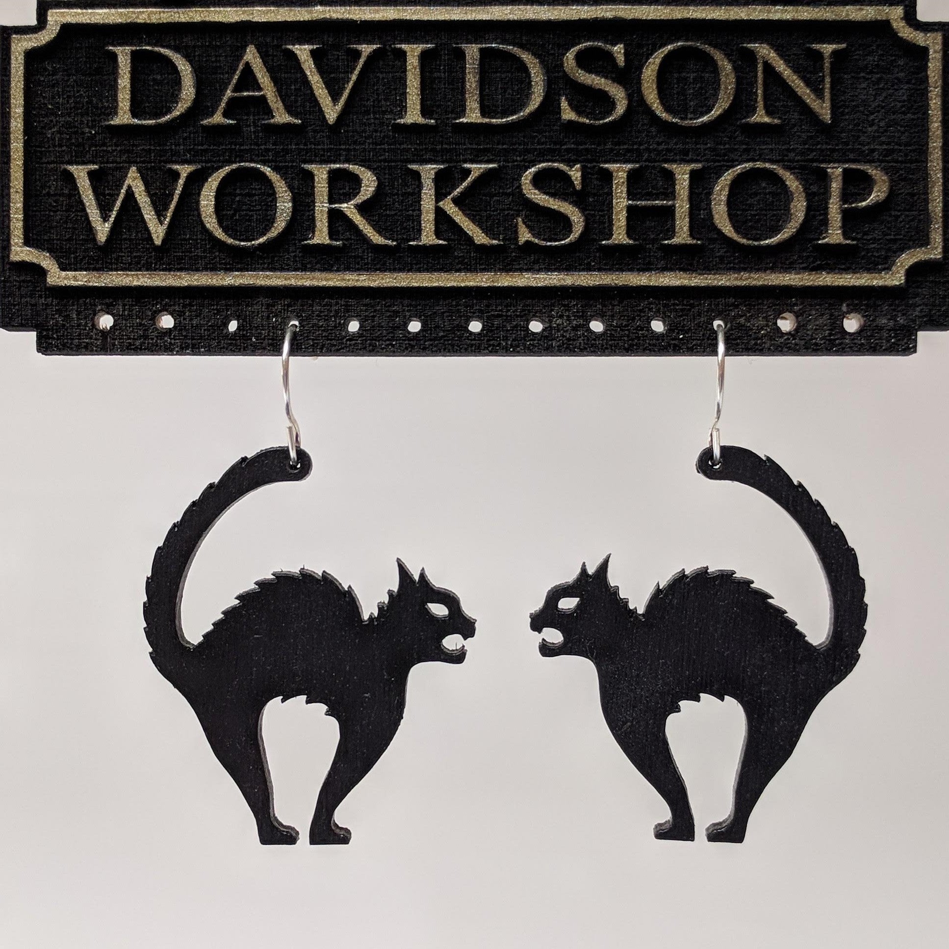 Angry Black Cat Wood Earrings – Davidson Workshop