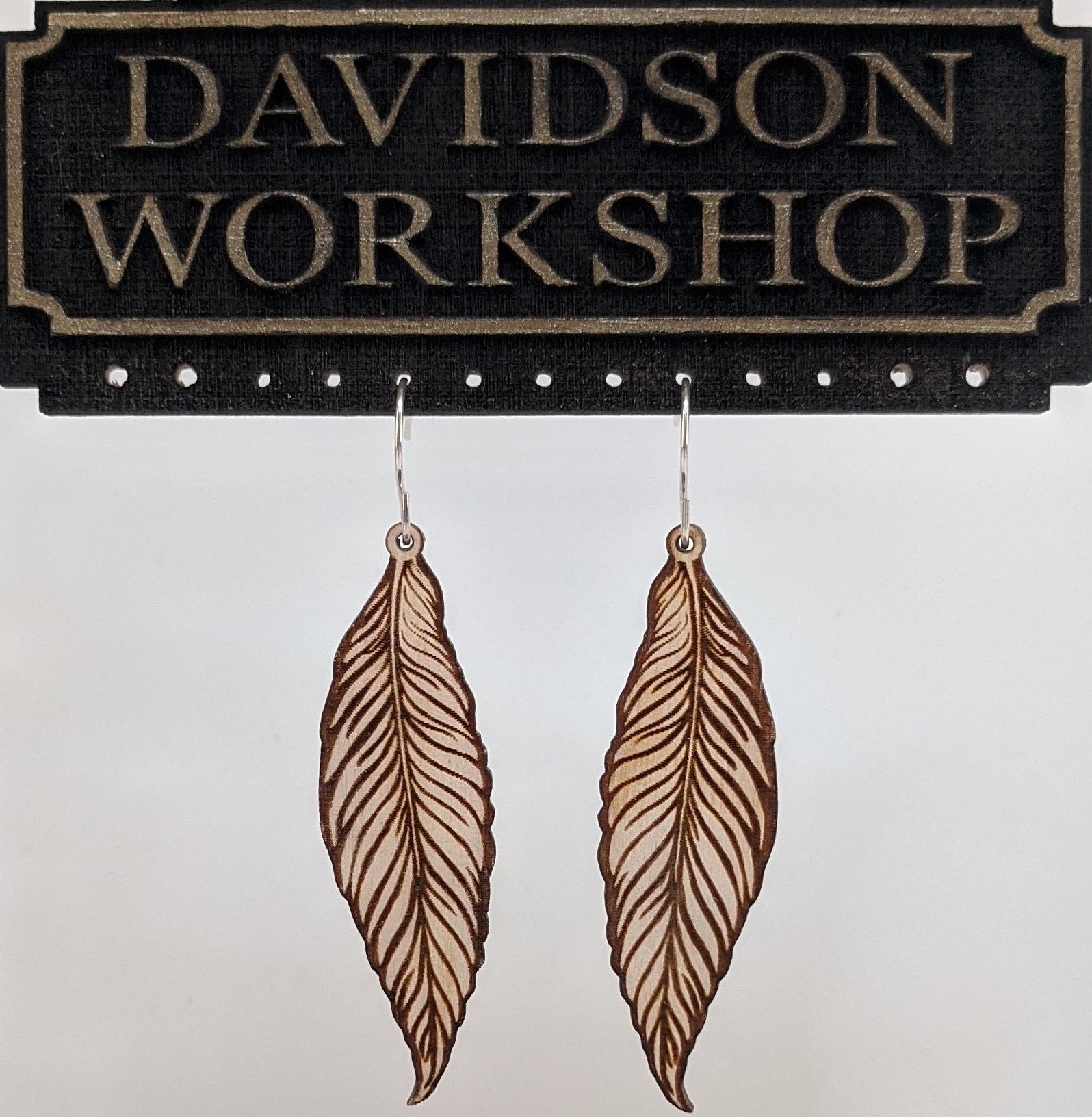 Long Feather Wood Earrings – Davidson Workshop