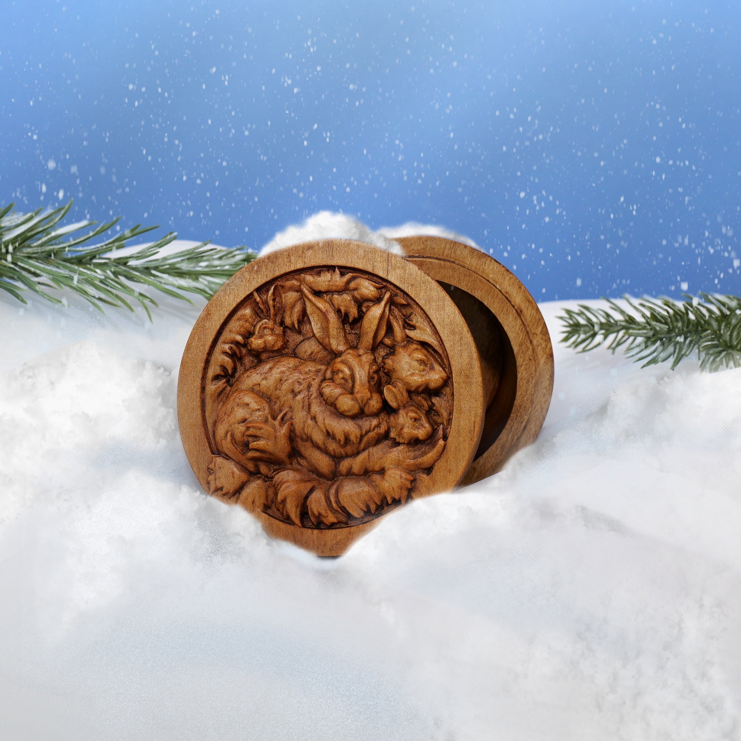 Rabbit Family Wooden Box – Davidson Workshop