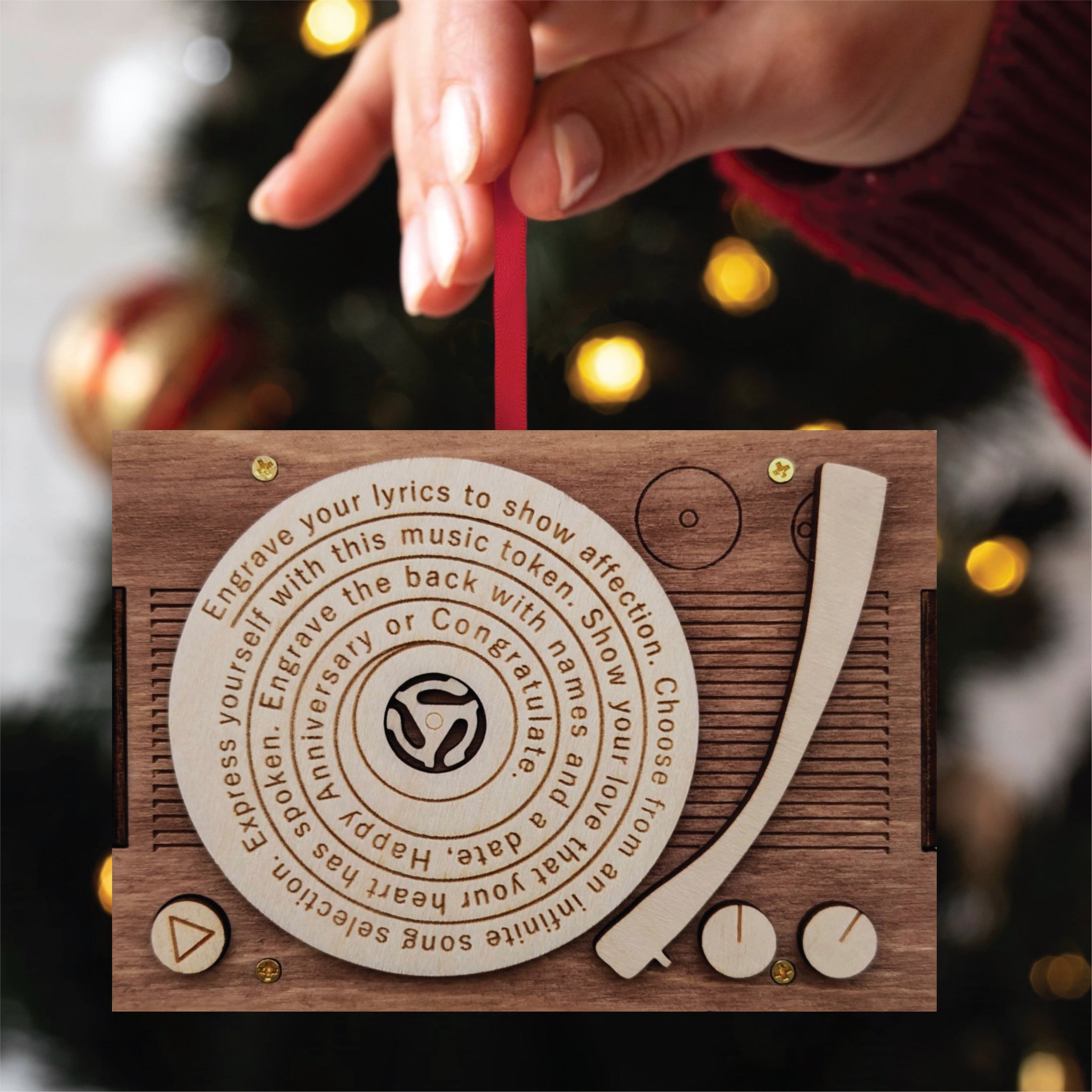 Engraved Record Player Ornament - Personal Photo, Audio, & Lyrics ...