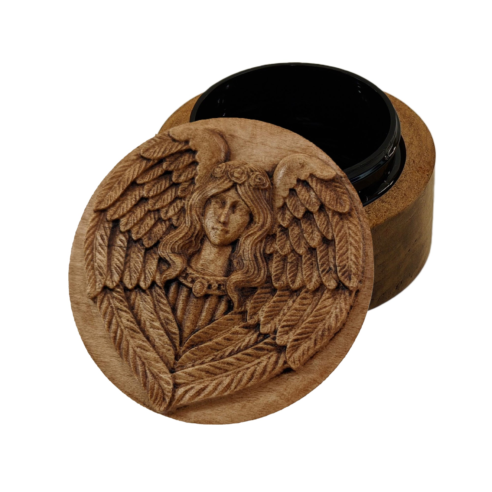 Winged Angel Carved Box, Keepsake Urn, Your Text Engraved – Davidson ...