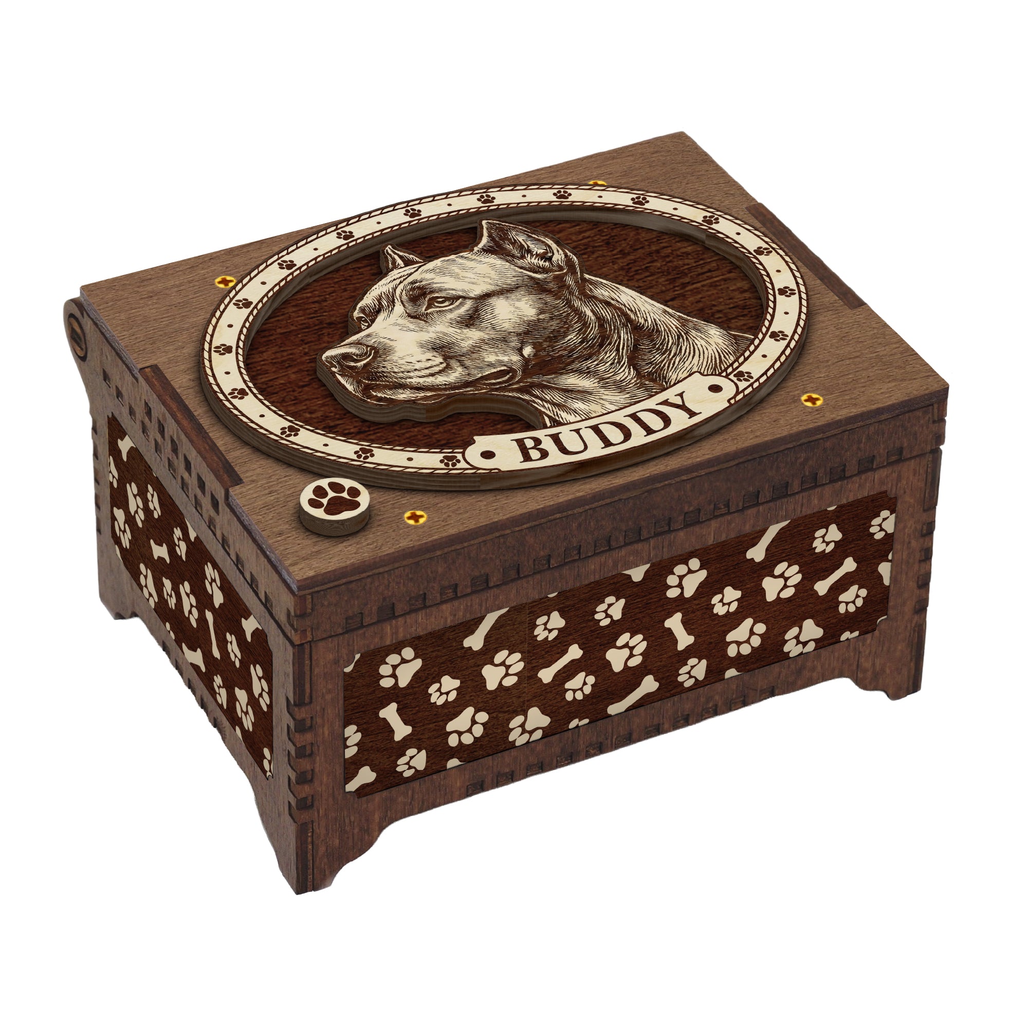 Pit Bull Dog Memorial Music Box, Urn, Custom Dog Name and Your Photo ...