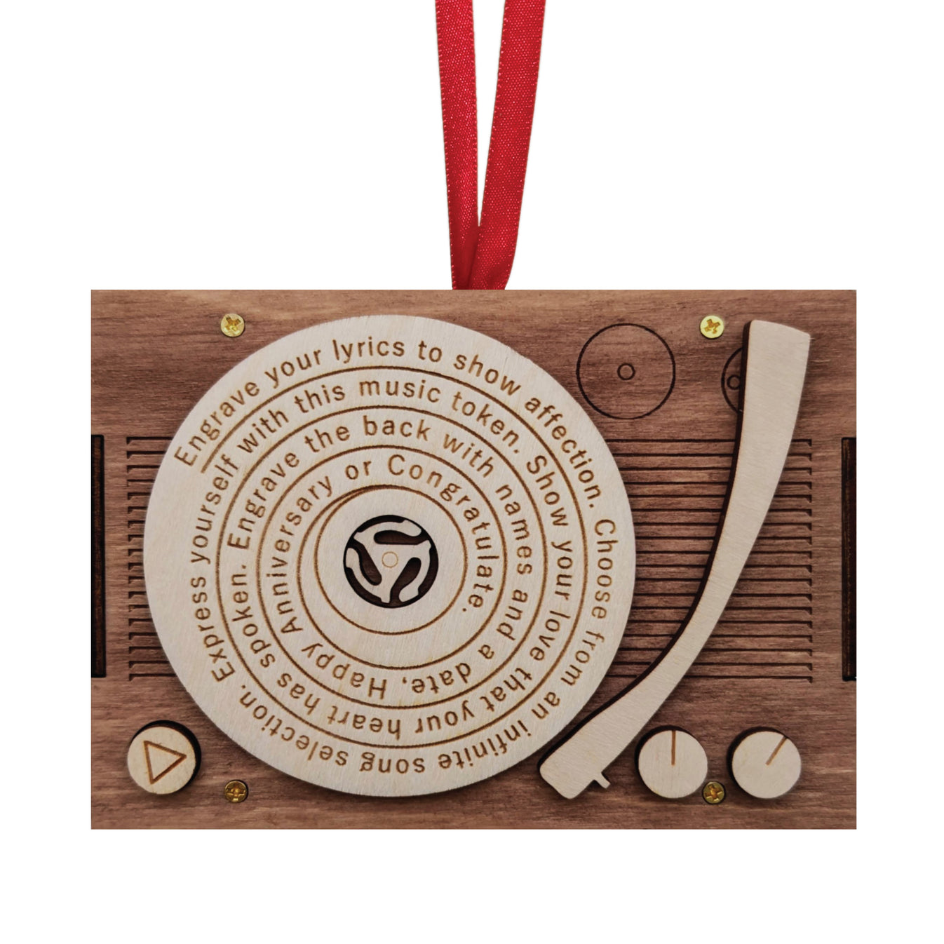 Engraved Record Player Ornament - Personal Photo, Audio, & Lyrics ...