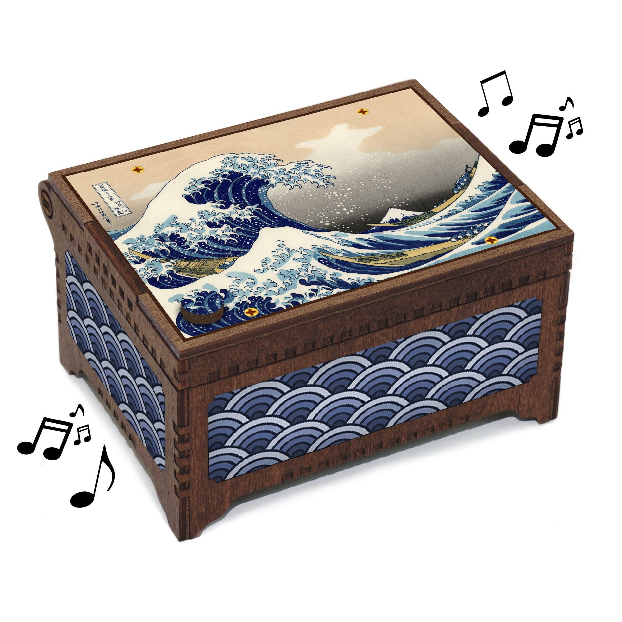 The Great Wave Painting MP3 Music Box, Your Photo & Text Inside, Free ...