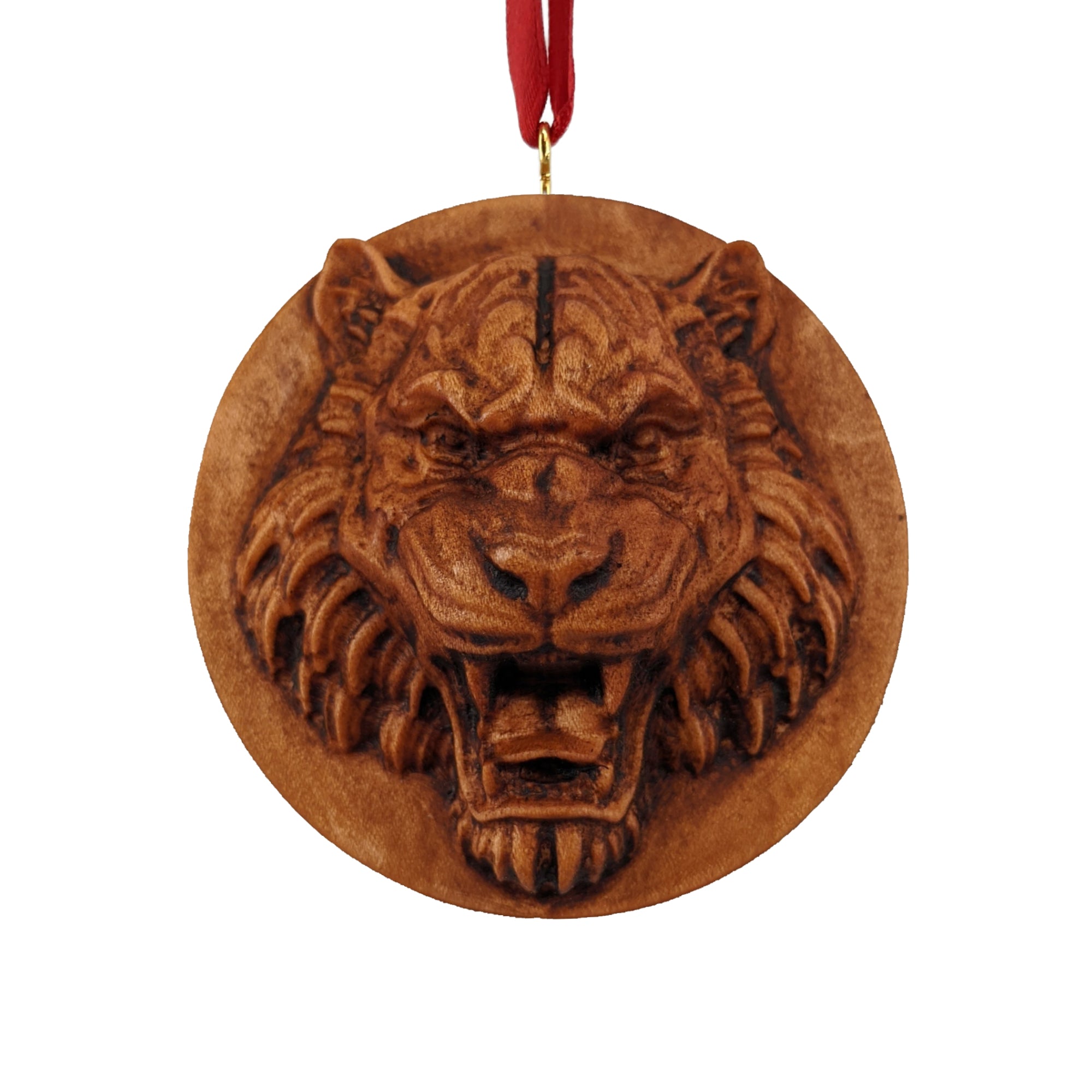 Tiger Carved Wood Ornament, Your Photo & Text On Back – Davidson Workshop