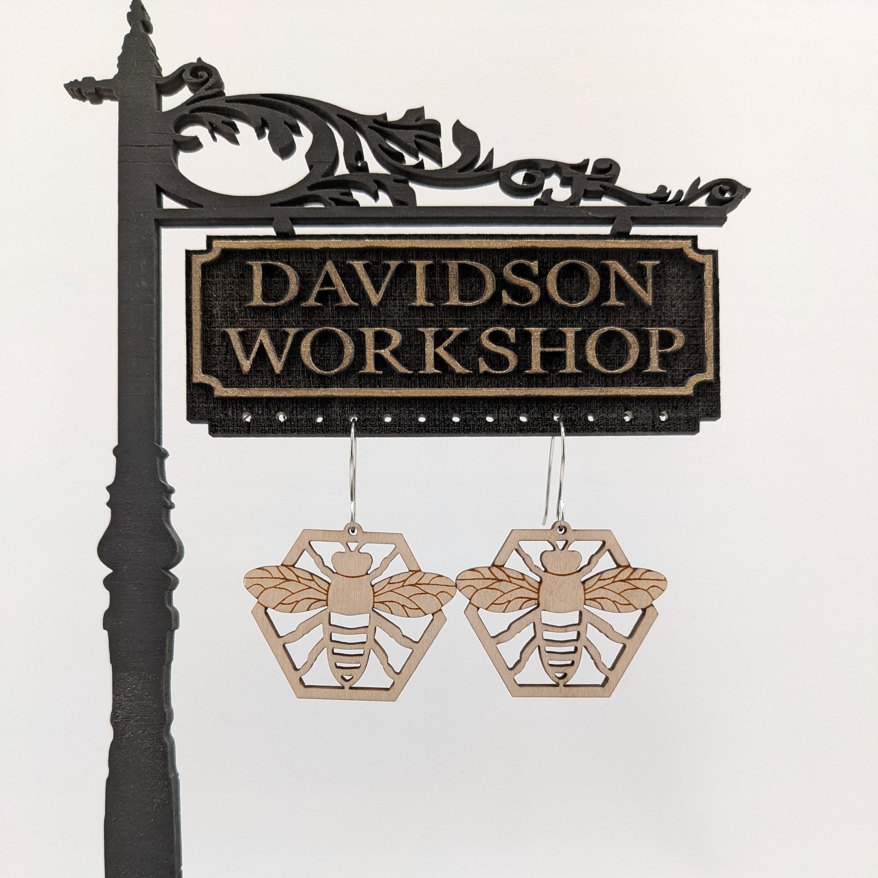 Bee & Honeycomb Wood Earrings – Davidson Workshop