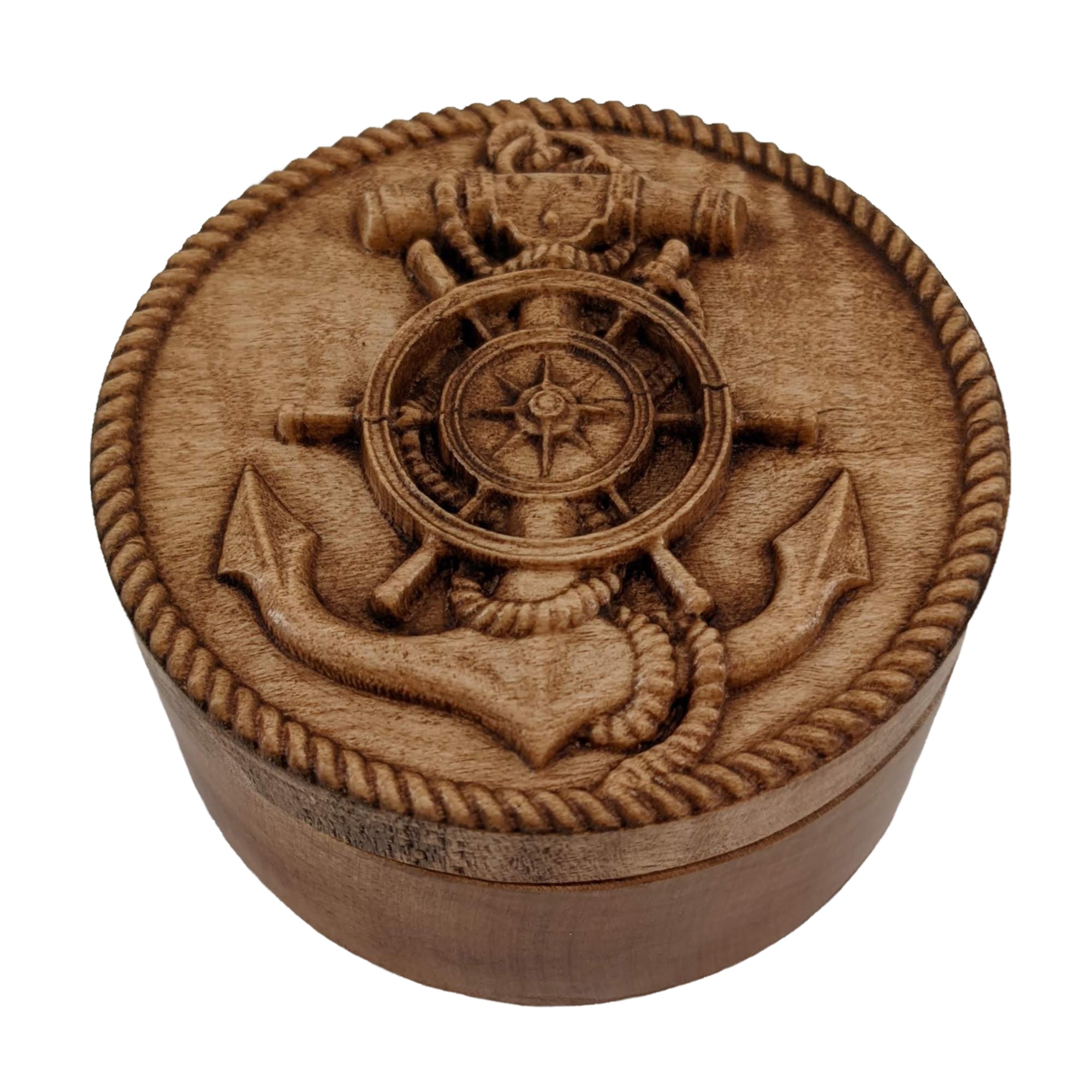 Anchor & Wheel Carved Box – Davidson Workshop
