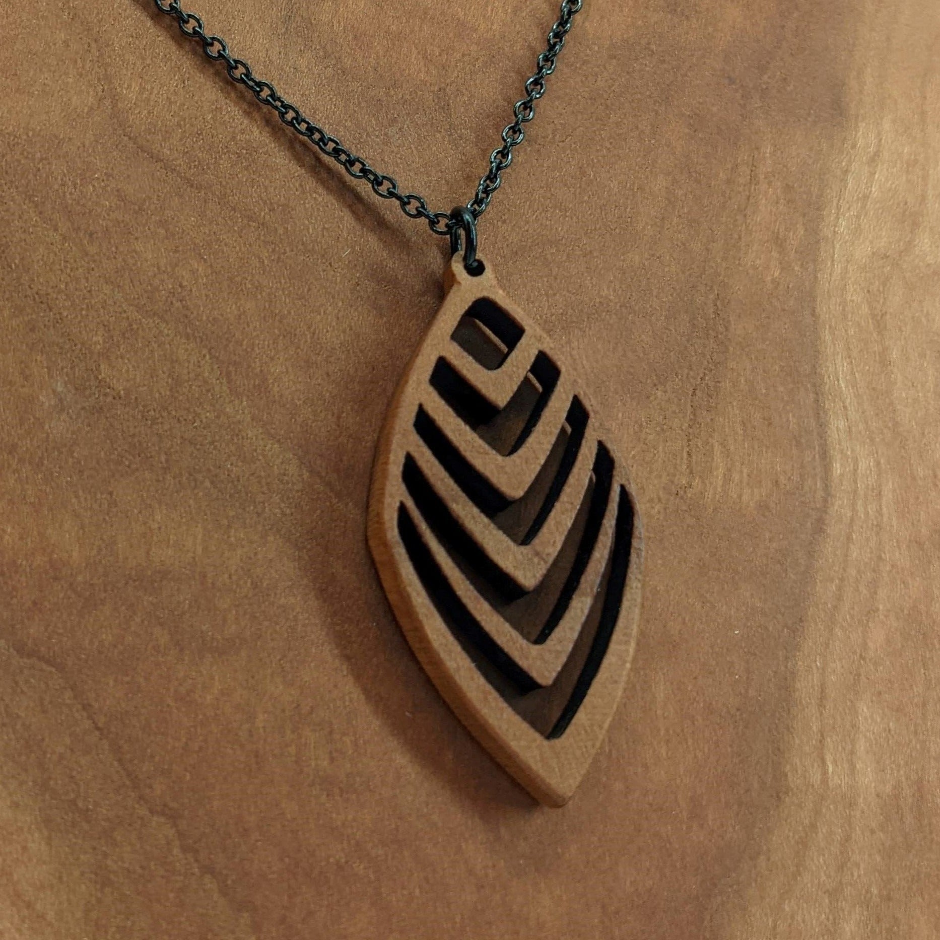 Chevron Wood Pendant Necklace – Davidson Workshop