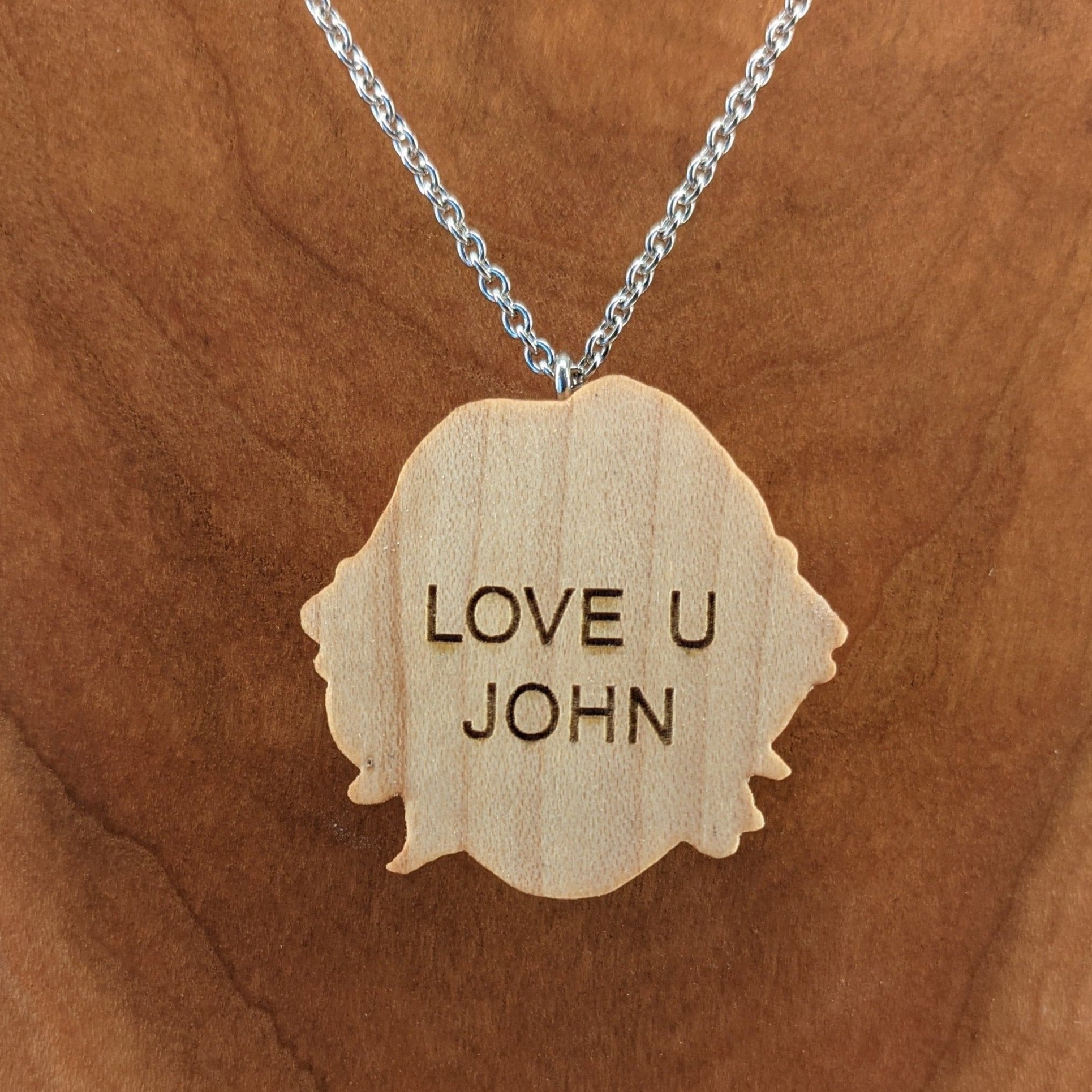 John Lennon Carved Wood Pendant Necklace – Davidson Workshop