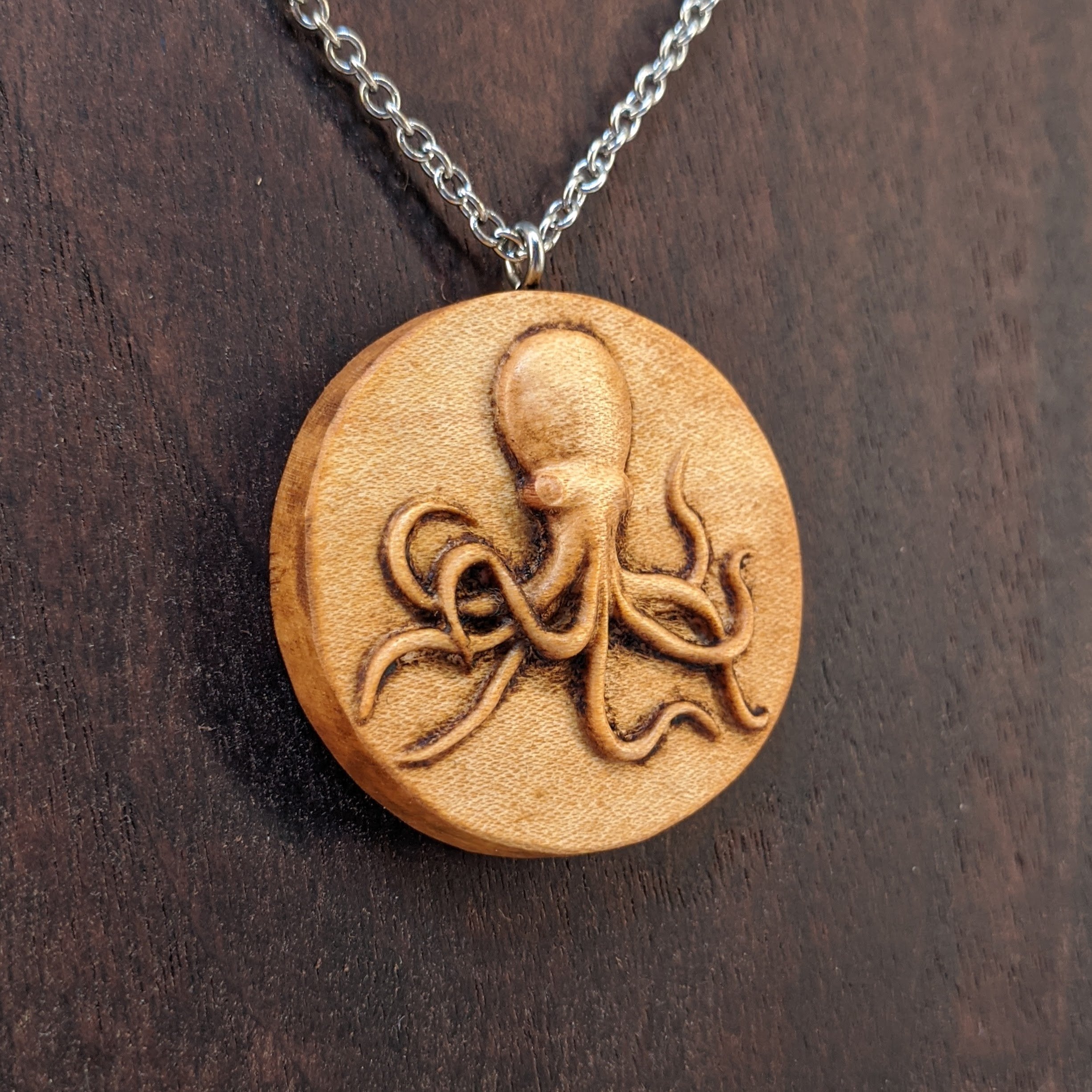 Octopus Carved Pendant – Davidson Workshop