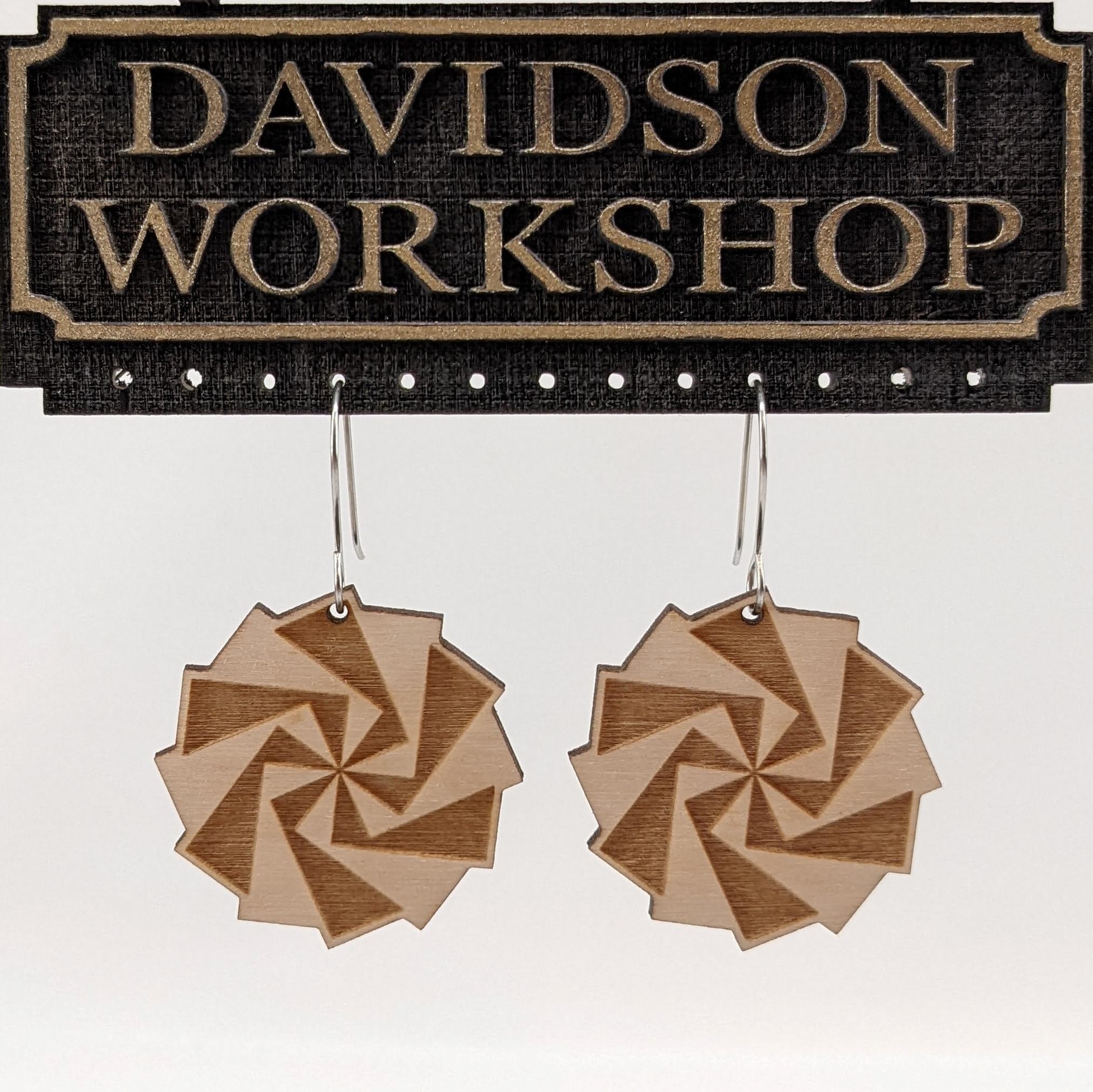 Pinwheel Spiral Wood Earrings – Davidson Workshop