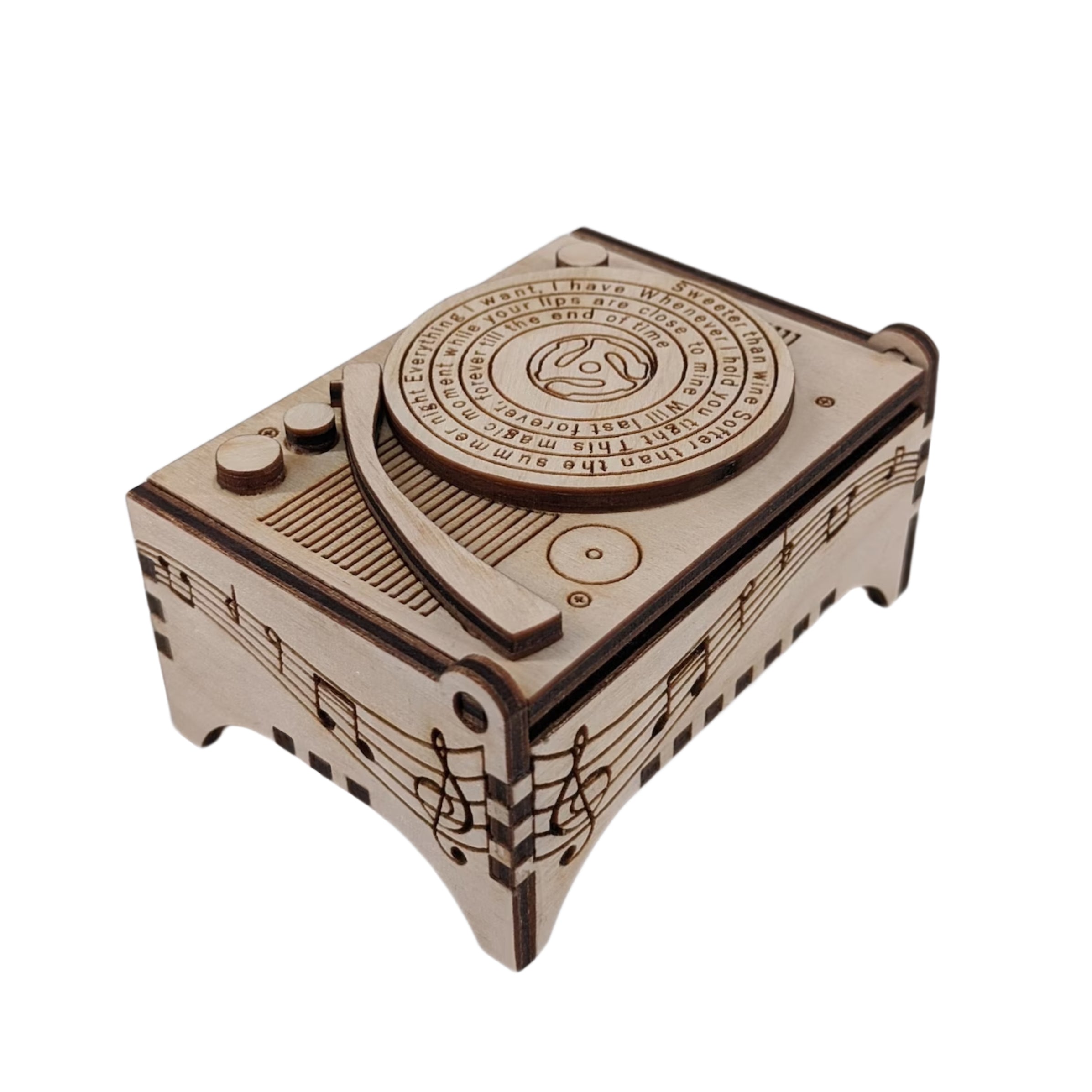 Mini Record Player Music Box | Custom Engraved Lyrics | No Audio ...